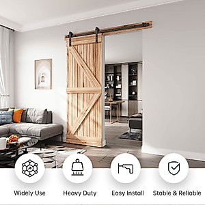 EaseLife 5 FT Heavy Duty Sliding Barn Door Hardware Track Kit,Straight Pulley,Slide Smoothly Quietly,Easy Install (5FT Track Kit for 26"~30" Wide Single Door)