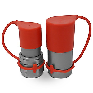 3/4" NPT Skid Steer Flat Face Hydraulic Quick Connect Couplers/Couplings Set w/Dust Caps
