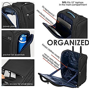 Verage Carry On Underseat Luggage with Wheels & USB Port, 16 Inch Wheeled Spinner Bag Carry-on Luggages for Airlines, Lightweight Suitcase Men Women, Pilots and Crew(16-Inch Rolling Underseat)