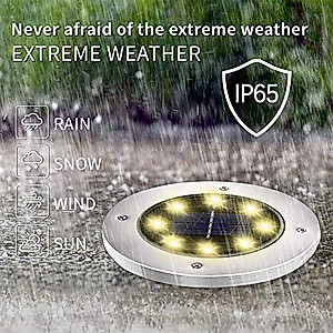 INCX Solar Ground Lights, 8 LED Garden Lights Solar Powered,Disk Lights Waterproof In-Ground Outdoor Landscape Lighting for Patio Pathway Lawn Yard Deck Driveway Walkway,Warm White 12 Packs