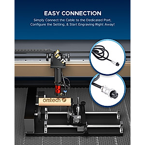 OMTech Laser Rotary Attachment with Nema 23 2-Phase Stepper Motor for 50W 60W 80W 100W 130W CO2 Laser Engraving Machines K40 Rotary Tool Accessory Kit for Wood Metal and More