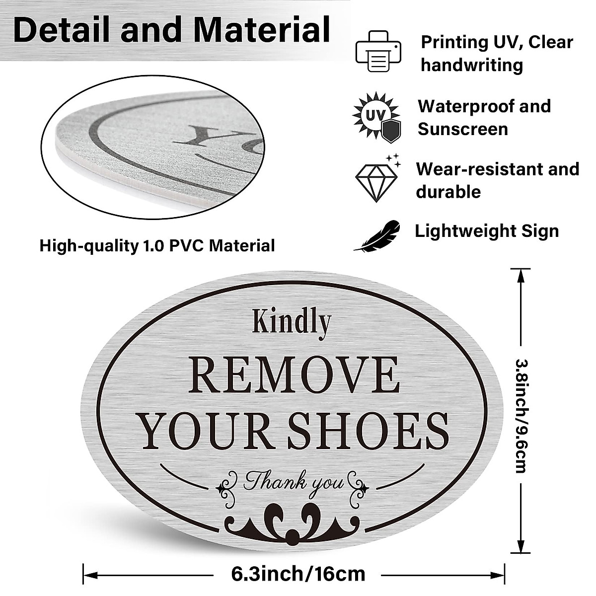 CARGEN 2 PACK Kindly Remove Your Shoes Oval Please Take Off Your Shoes No Shoes Sign Decal Sticker Home House Door Sign 6.3" x 3.8"