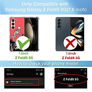 Petonist for Z Fold 5 Case Cute Skeleton Skull Pattern Gothic Goth Design Pattern Phone Cover for Boys Girls Teens Men Cool Funny Unique Fashion Soft TPU Cases for Samsung Galaxy Z Fold5 5G Axe