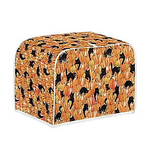 Talayituse Cat Pumpkin Print Toaster Cover 4 Slice Bread Toaster Oven Cover Halloween Decoration Washable Toaster Cover with Top Handle Kitchen Small Appliance Covers Bakeware Protector