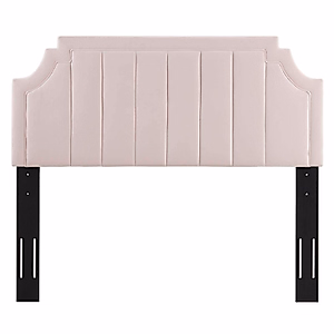 Modway Alyona Channel Tufted Performance Velvet Full/Queen Headboard in Pink