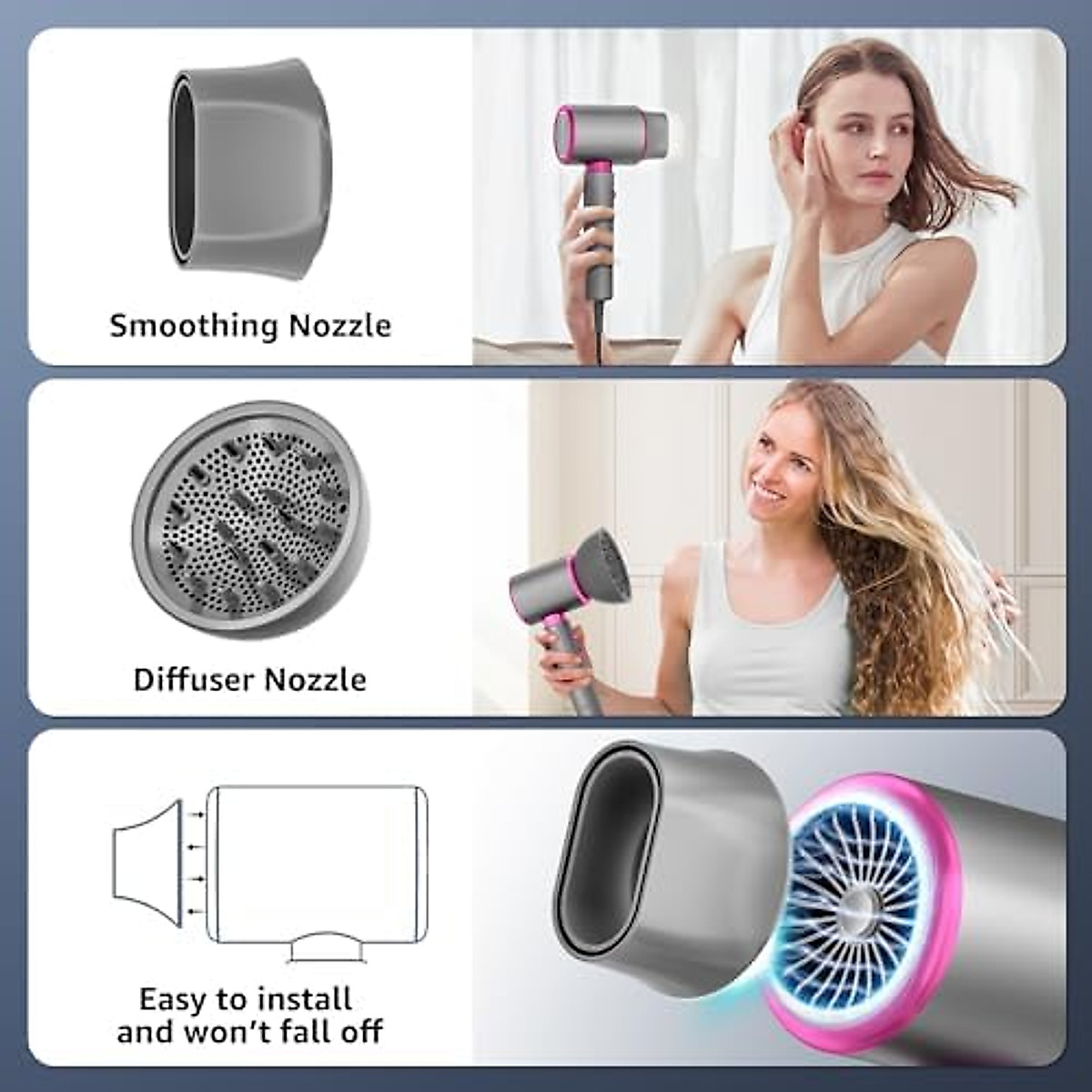 Tailulu Professional 1875W High-Speed Low Noise Ionic Hair Dryer with Diffuser for Home and Travel - 110,000 RPM, Suitable for Women and Men