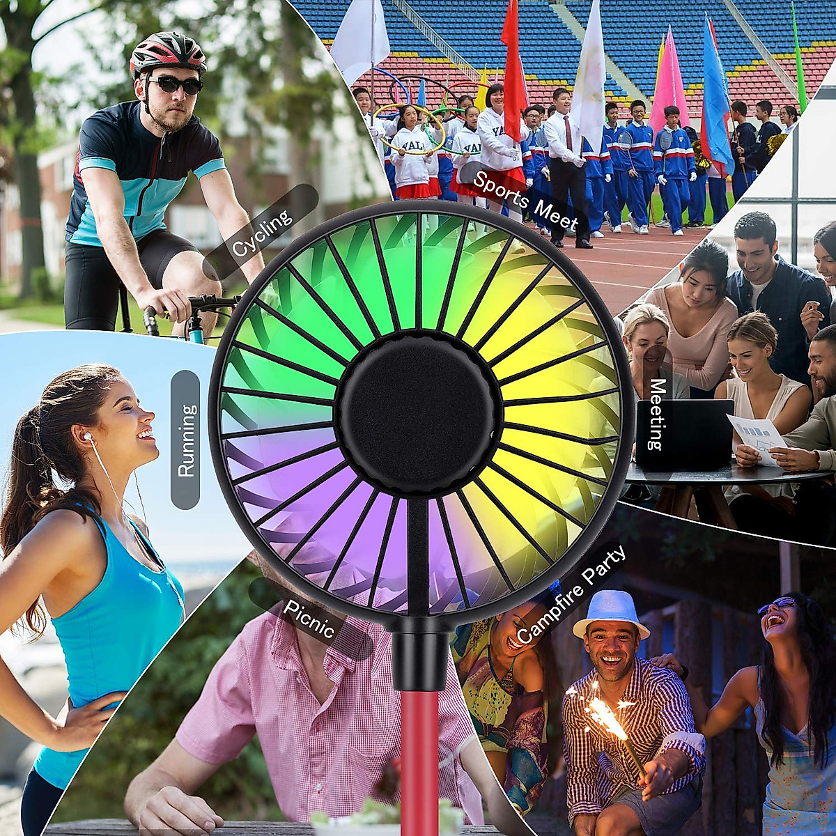 XINBAOHONG Neck Fan, Portable USB Rechargeable LED Fan Headphone Design Hand Free Personal Fan Wearable Cooler Fan with Dual Wind Head for Traveling Outdoor Office (Black)