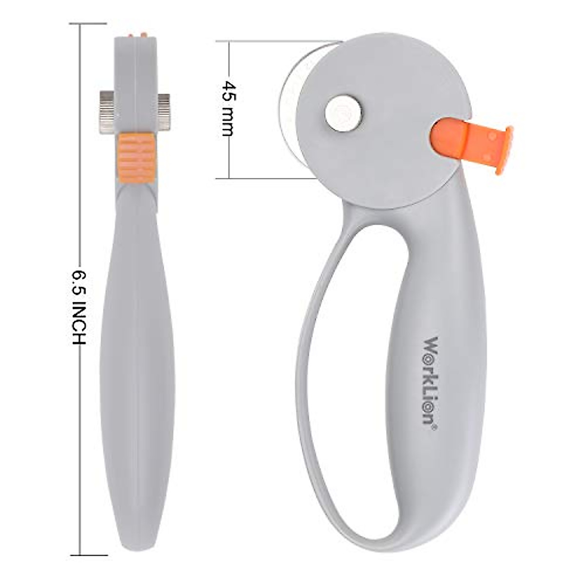 WORKLION 45mm Rotary Cutter for Fabric:Safety Lock with Ergonomic Classic Comfortable Handle Suitable for Crafting Sewing Quilting Crafts Includes Extra 5pcs 45mm Replacement Blade
