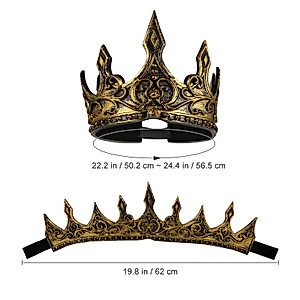 BESPORTBLE King Crown for Men, Foam Cosplay Headband, Old Gold, Mens Prince Diadem for Cosplay, Birthday, Wedding, Halloween, Prom, Random Pattern