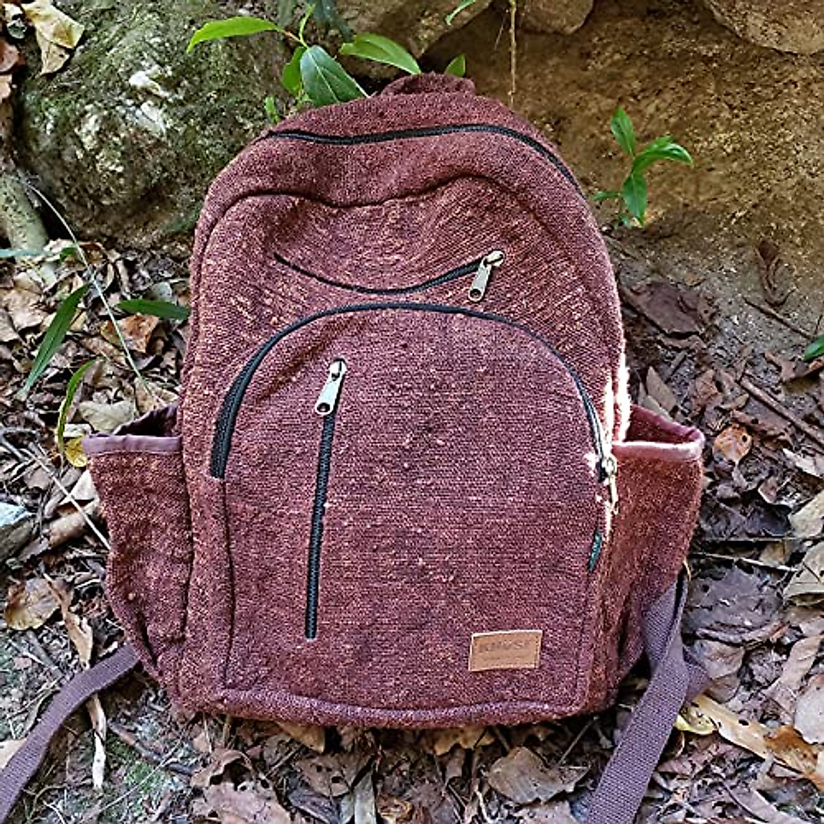 KHUSI Durable Natural Organic Hemp Backpack - Strong Premium Quality Construction & Large Storage Travel Size Design Shoulder Bag - Perfect for Traveling School Laptop Carrying Usage