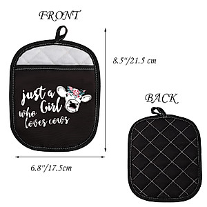 Cow Gift Cow Pot Holder Cowgirl Gift Just A Girl Who Loves Cows Oven Mitt Cow Lover Gift for Women Cow Animal Kitchen Hot Pad(Cow potholder)