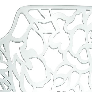 LeisureMod Devon Modern Aluminum Indoor-Outdoor Stackable Side Dining Arm Chair, Set of 2 (White)