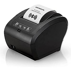 MUNBYN Bluetooth 5.0 POS Printer P047, 80mm Receipt Printer, Direct Thermal Printer with USB Serial Ethernet, Bluetooth, Android Windows PC