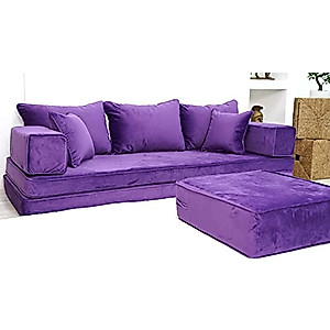 Purple Velvet Floor Seating, Velvet Sofa, Velvet Floor Sofa, Velvet Sectional Sofa, Velvet Floor Couches, Velvet Livingroom Sofas (Sofa + Ottoman)
