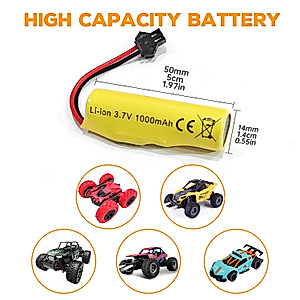 sea jump 3PCS 3.7V 1000mAh Li-ion Battery with USB Charging Cable for TB202 TB201 TM201 TM202 TC141 DE35 DE38 DE40 DE50 DE84 S767 SL-356A 1220A RC Stunt Car RC Toy Car RC Rolling Car Battery