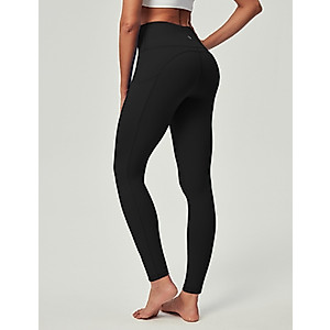 IUGA Compression Leggings for Women Tummy Control No Front Seam Leggings with Pockets High Waisted Workout Yoga Pants Black