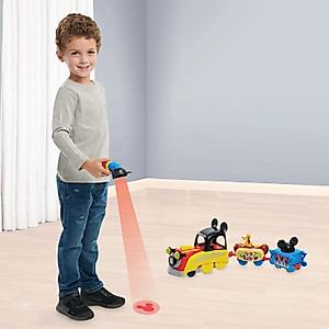 Disney Junior Mickey Mouse Funhouse Light the Way Train, Musical Toy Train Set with Controller, Preschool