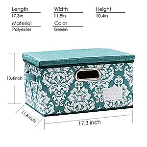 PRANDOM Large Collapsible Storage Bins with Lids [3-Pack] Fabric Foldable Storage Boxes Organizer Containers Baskets Cube with Cover for Home Bedroom Closet Office Nursery (17.3x11.8x10.4)