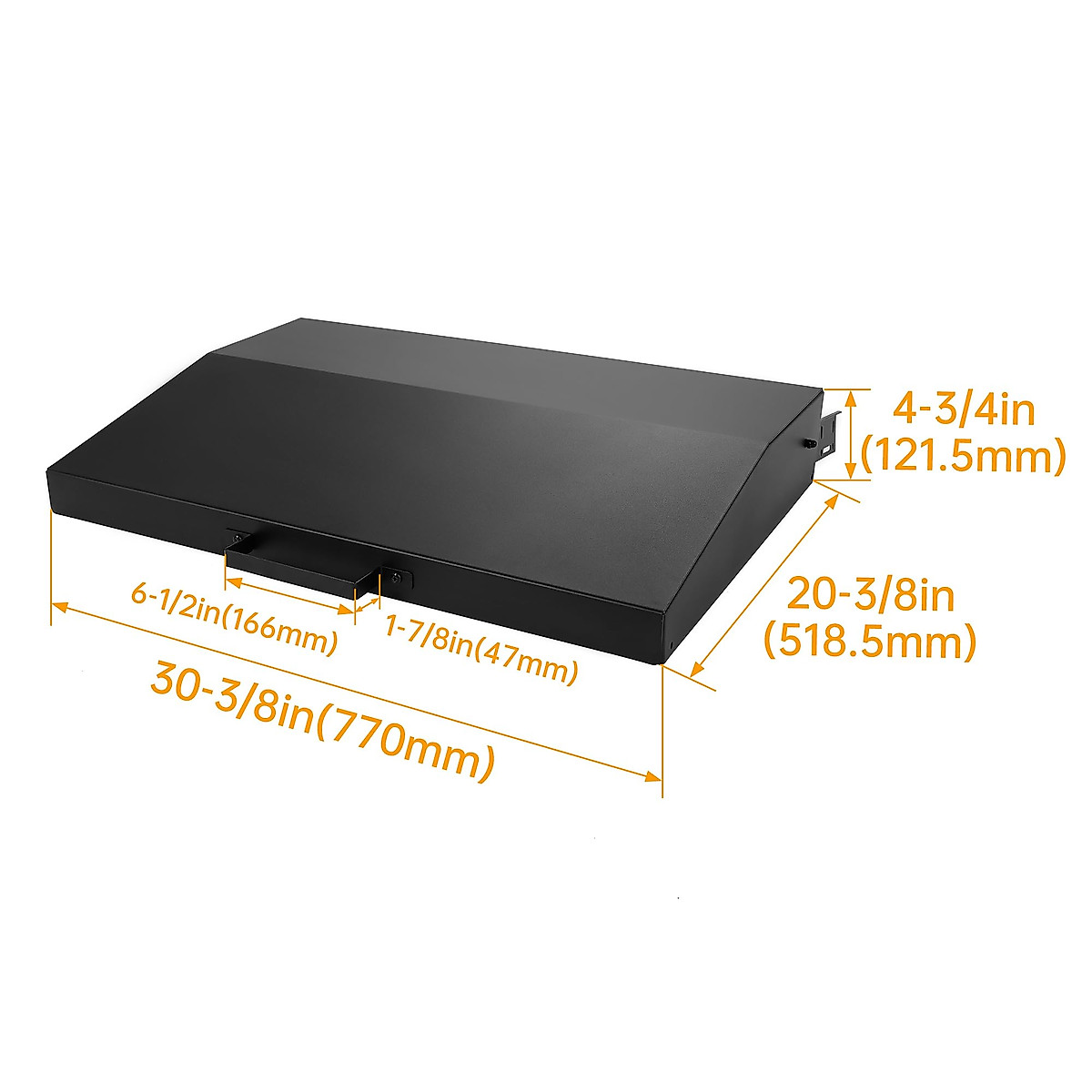 KUAFU Hinged Lid Griddle Cover - Compatible with 28 inch Blackstone Griddle - Black Powder Coated Steel Lid with Grease Collection