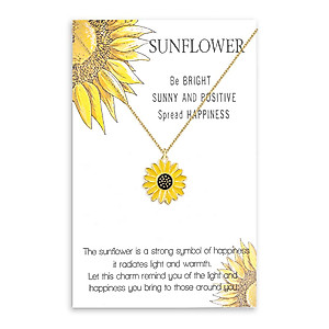 Jeka Sunflower Pendant Boho Necklace Friendship Jewelry for Women Daughter Wife Mother Adjustable 18-20.5 Inches