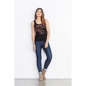 RhinestoneSash Womens Birthday Shirt - Rose Gold Sparkle Fierce Fabulous & 50 Tank Top - 50th Birthday Party Tanks - X-Large - Black
