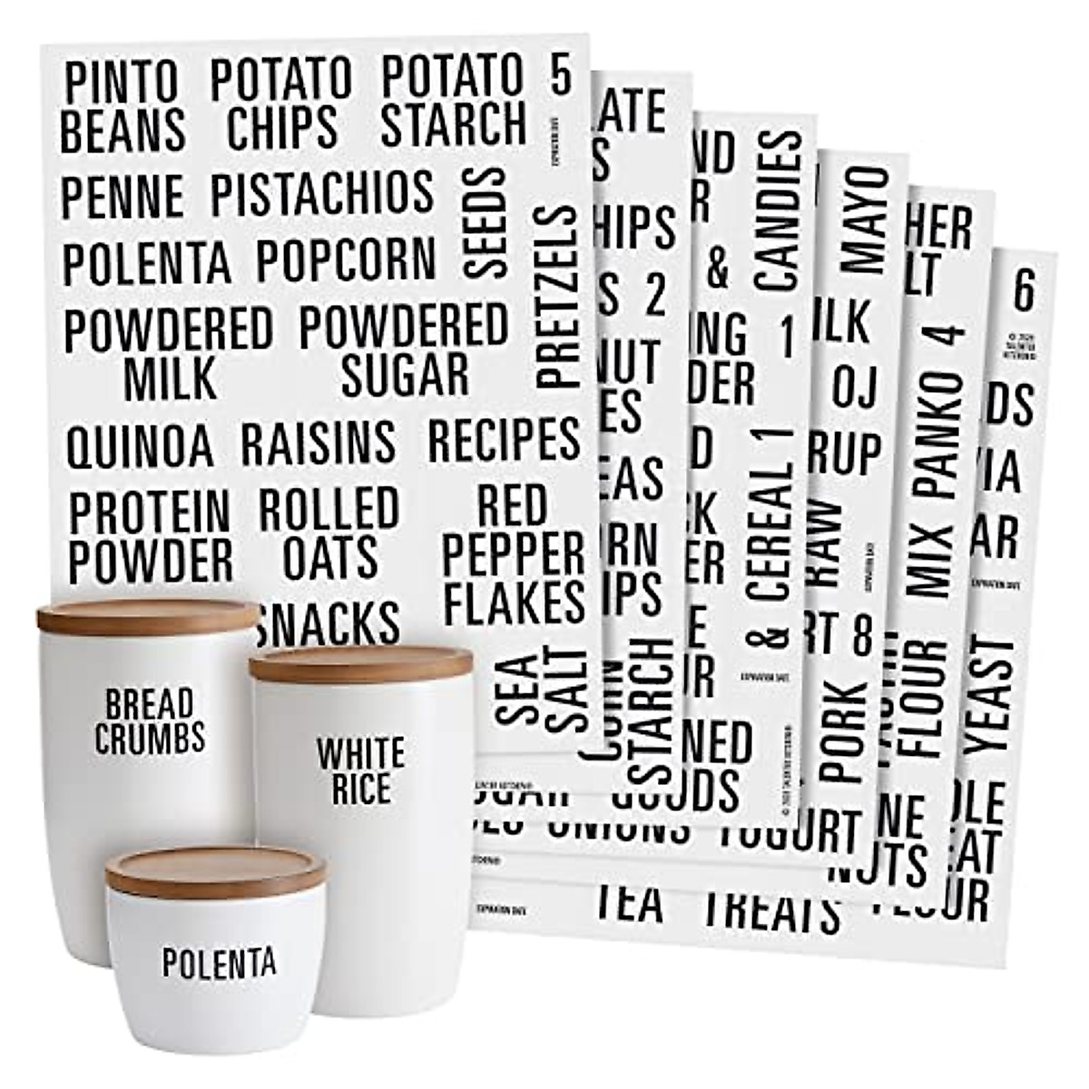 224 Pieces Pantry Labels for Kitchen Canisters, Preprinted Bold Black Font on Clear Stickers for Food Storage Containers and Jars (Water Resistant)