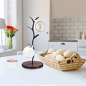 ALLCENER Mug Holder, Countertop Mug Tree, Coffee Mugs & Tea Cup Storage Rack, Coffee Counter Bar Accessory & Kitchen Organizer, Black (Single Row)