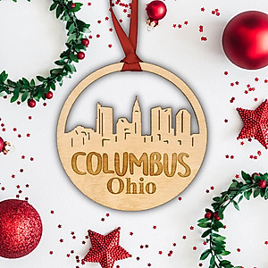 Columbus Christmas Ornament - Wooden City Skyline - Ohio OH