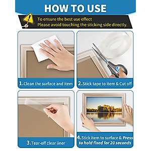 Teskyer Double Sided Tape Heavy Duty, Strong Adhesive Mounting Tape, Multipurpose Removable and Reusable Wall Tape Photo Frame Hanging Poster Tape Carpet Tape (16.4ft X 0.59in)