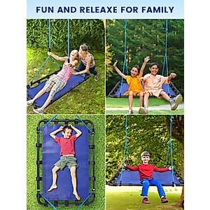 FUNJUMP Platform Tree Swing for Kids and Adults, Waterproof, Padded Steel Frame, Adjustable Ropes, 46" L x 31" W, Holds up to 700 lbs.