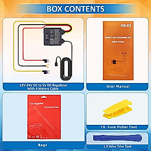 OPVICAM 11.5ft Micro USB 12V 24V to 5V Dash Cam Hardwire Kit, Low Voltage Protection for Opvicam Dash Cam V6S