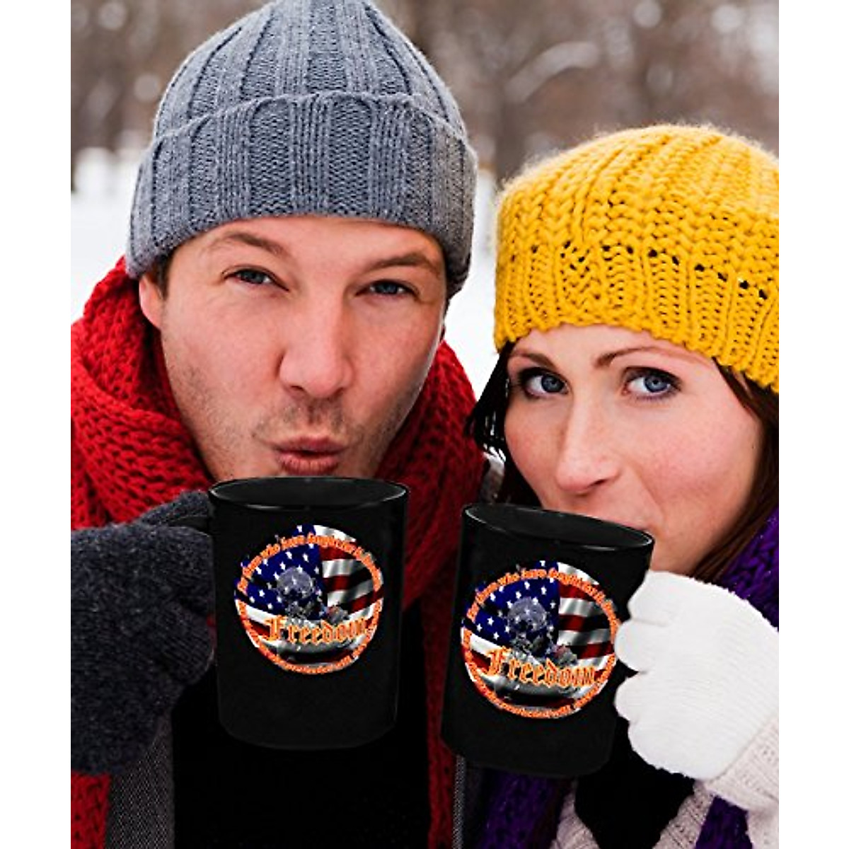 Vitazi Kitchenware Novelty Gifts - Patriotic Mug (11oz) For Those Who Have Fought For It, Freedom Has a Flavor The Protected Will Never Know, With Image Ceramic Coffee Cup (Black)