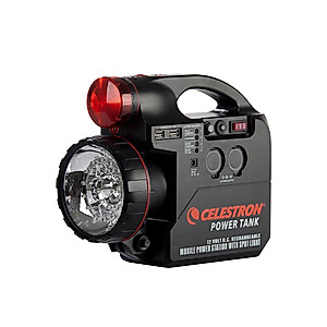 Celestron - PowerTank Telescope Battery - 12V Portable Power Supply - Emergency Kit - Red/White LED Flashlight - USB Ports & NexYZ 3-Axis Universal Smartphone Adapter