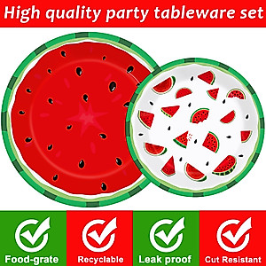 gisgfim 96 Pcs Watermelon Party Supplies Paper Plates Napkins Watermelon Tableware Set Watermelon Party Decorations Favors for Children's Melon Birthday Baby Shower Serves 24