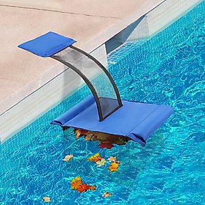Weewooday Swimming Pool Net Leaf Liberate Hands Skimmer with Animal Saving Escape Ramp, Heavy Duty Pool Leaf Fine Mesh Cleaning Net Skimmer, Rescue Pool Critter Saver Floating Ramp (Light Blue)