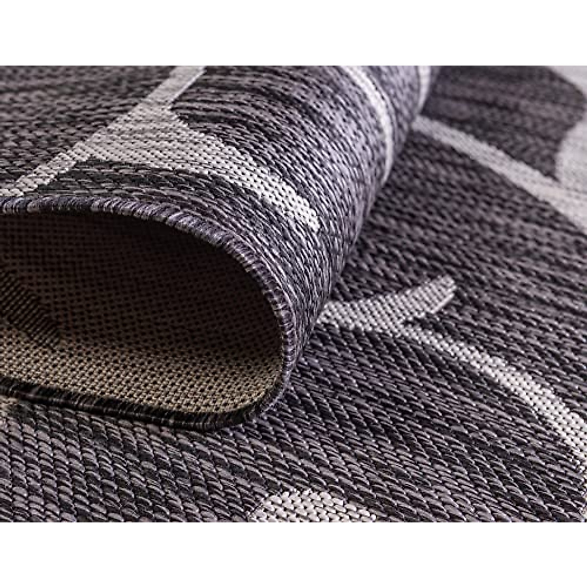 Unique Loom Outdoor Botanical Collection Botanical, Coastal, Vines, Indoor and Outdoor Area Rug (5' 0 x 8' 0 Rectangular, Charcoal Gray/Beige)