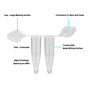 stonylab Micro Centrifuge Tubes, 1.5ml Polypropylene Graduated Clear Plastic Centrifuge Vials with Flat-Top Snap Cap, Pack of 500 (1.5ml, 500 Packs)