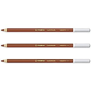 STABILO Chalk-Pastel Pencil CarbOthello - Pack of 3 - Burnt Sienna (670)