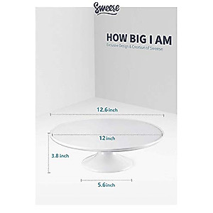 Sweese 709.101 12-Inch Porcelain Cake Stand, Round Dessert Stand, White Cupcake Stand for Parties
