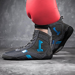 Unisex Wrestling Shoes for Men Women Boxing Shoes Youth Kick Fighting Shoe Boxing Sneaker,Gray