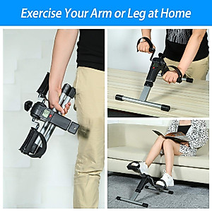 Folding Pedal Exerciser, Under Desk Bike Pedal Exerciser for Arm/Leg Workout, Portable Exercise Peddler with Electronic LCD Display (Black)