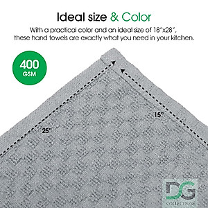 DG Collections Terry Dish Towels, 100% Cotton Kitchen Towels, Set of 8 (15x25 inch) Hand Towels - 400 GSM, Absorbent Terry Cloth Dish Towels for Kitchen, Soft Tea Towels - Ash Grey Color