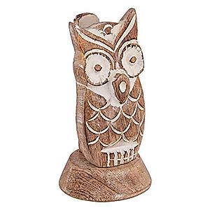 Eximious India White Elephant Gifts for Adults Him Her Wooden Owl Glasses Holder Stand Reading Nightstand Eyeglass Retainer Mom Dad Car SPWW19