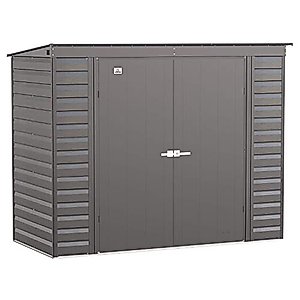 Arrow Shed Select 8' x 4' Outdoor Lockable Steel Storage Shed Building, Charcoal