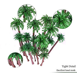 Hatisan 20Pcs Coconut Palm Model Trees/Scenery Model Plastic Artificial Layout Rainforest Diorama, Building Model Trees Cake Topper, Model Train Railways Architecture Landscape (Dark Trunk)
