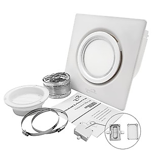 POWERENG Bathroom Exhaust Ventilation with Light,164 CFM 0.7Sones Quiet Ceiling Mount Ventilation Fan,6000K 12W LED,White,110V Vent Fan Ceiling