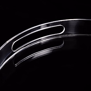 Acrylic Tray, Clear Serving Tray with Handles Decorative Tray Organizer for Coffee Table Bathroom Kitchen Office, 15.75 x 15.75 x 1.97inch