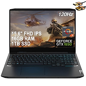 Lenovo IdeaPad 3 Gaming 15 Laptop 15.6" FHD IPS 120Hz AMD 6-Core Ryzen 5 4600H (Beats i7-8750H) 16GB RAM 1TB SSD GeForce GTX 1650 4GB Backlit USB-C Dolby Win10 Black + HDMI Cable