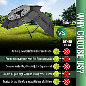 Procella 62 Inch Golf Umbrella Extra Large Automatic Open Windproof Waterproof Double Canopy Selected by World Top Golfers Oversize Vented Stick Umbrellas for Rain Best Golf Gifts for Men and Women