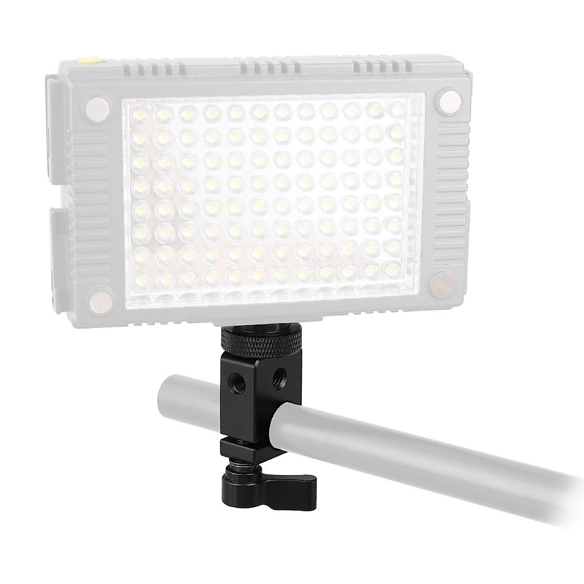 CAMVATE 15mm Single Rod Clamp Adapter with Black Thumbscrew Locking Knob (2 Pieces) - 2217